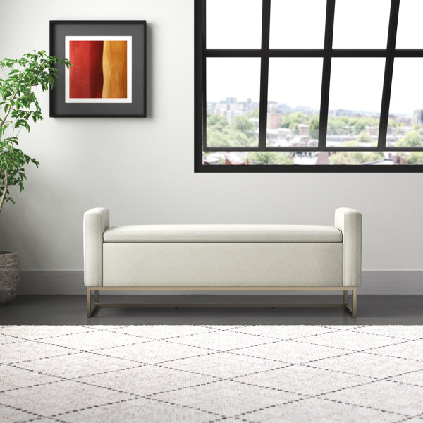 Wade Logan® Anavaeh Minimalist Upholstered Flip Top Storage Bench